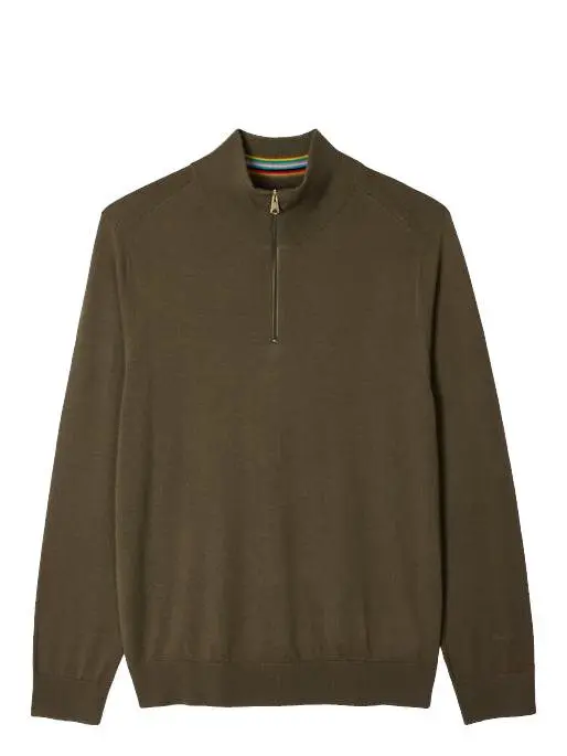 Paul Smith Merino Wool Half-zip Pullover - Brown