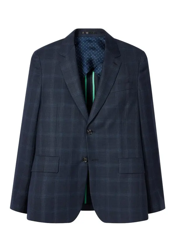 Paul Smith Navy Wool Check Buggy-lined Blazer - Blue
