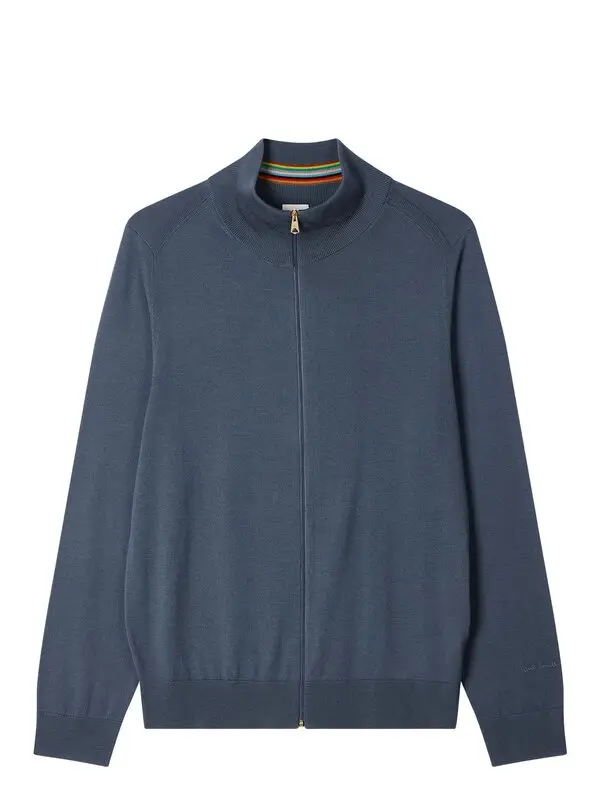 Paul Smith Merino Wool Full-zip Cardigan - Blue