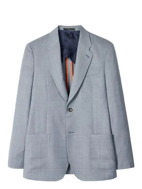 Paul Smith Tailored-fit 'zelander' Check Wool Blazer - Grey