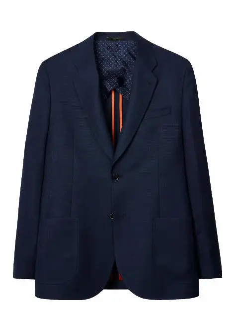 Paul Smith Tailored-fit Navy Wool Hopsack Buggy-lined Blazer - Blue