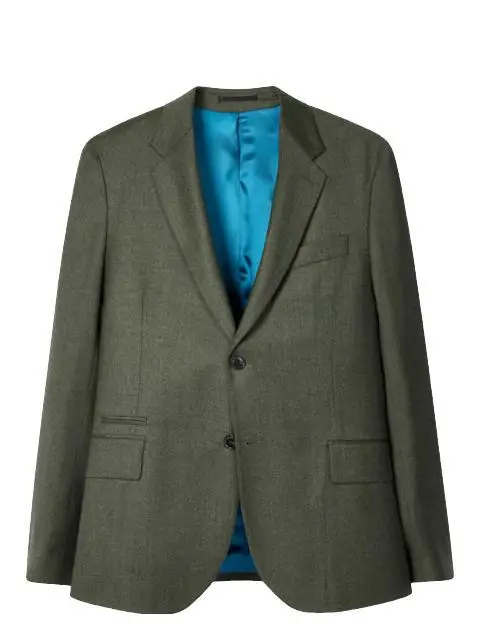 Paul Smith Tailored-fit Overdyed Wool-cashmere Flannel Blazer - Green