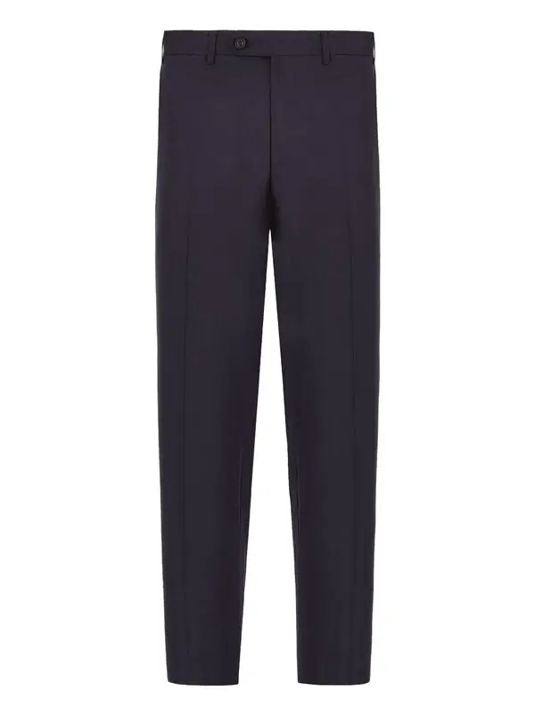 Canali 150's Wool Regular Fit Trousers - Blue