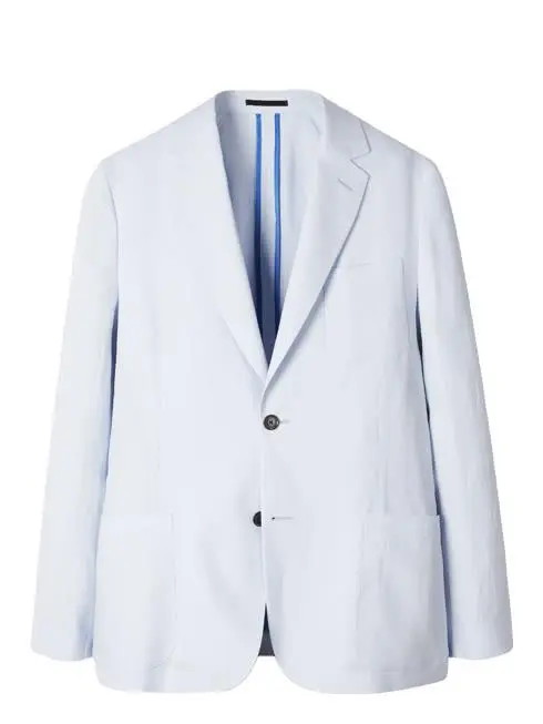 Paul Smith Pale Linen Patch-pocket Unlined Blazer - Blue