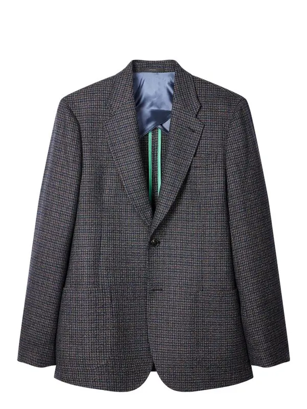 Paul Smith Navy Wool-cashmere Check Buggy-lined Blazer - Blue