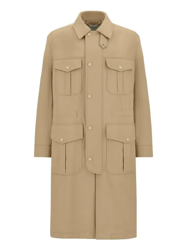 Canali Cotton-blend Gabardine Safari Jacket - Beige