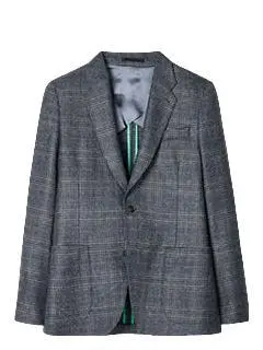 Paul Smith Navy And Grey Four-ply Worsted Wool Blazer - Blue