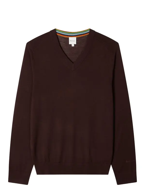 Paul Smith Merino V-neck Sweater - Red