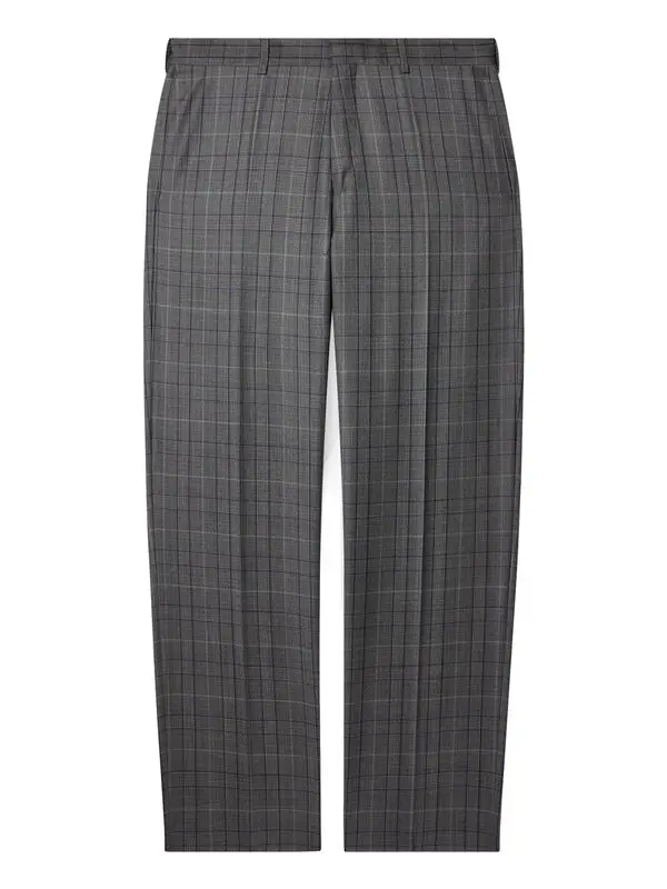 Paul Smith Straight-fit Wool Check Trousers - Grey