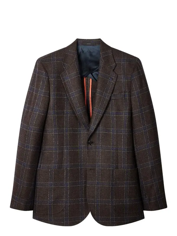 Paul Smith Dark Check Wool-cashmere Buggy-lined Blazer - Brown
