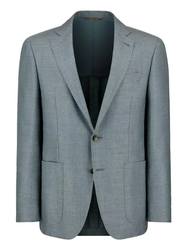 Canali Kei Blazer In Linen, Silk And Wool - Green