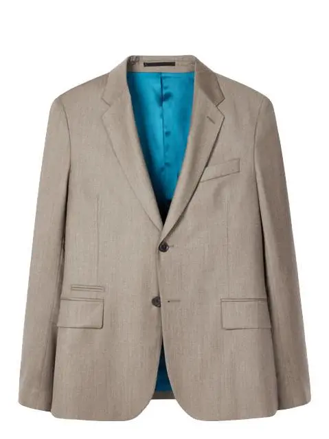 Paul Smith Tailored-fit Oatmeal Overdyed Wool-cashmere Flannel Blazer - Grey