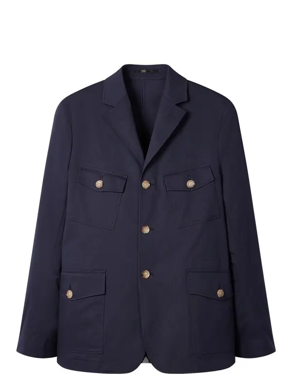 Paul Smith Navy Fine Cotton-twill Four Pocket Blazer - Blue