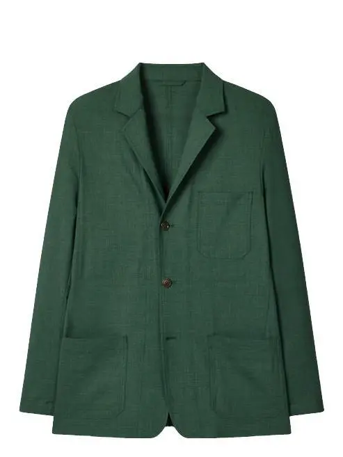 Paul Smith Dark Overdyed Marl Wool Three-button Blazer - Green