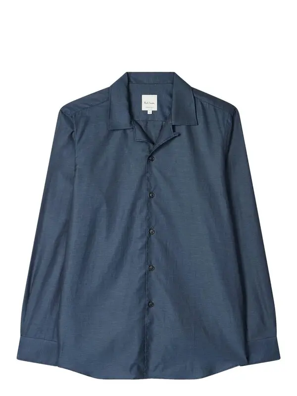 Paul Smith Navy Brushed Cotton-twill Shirt - Blue