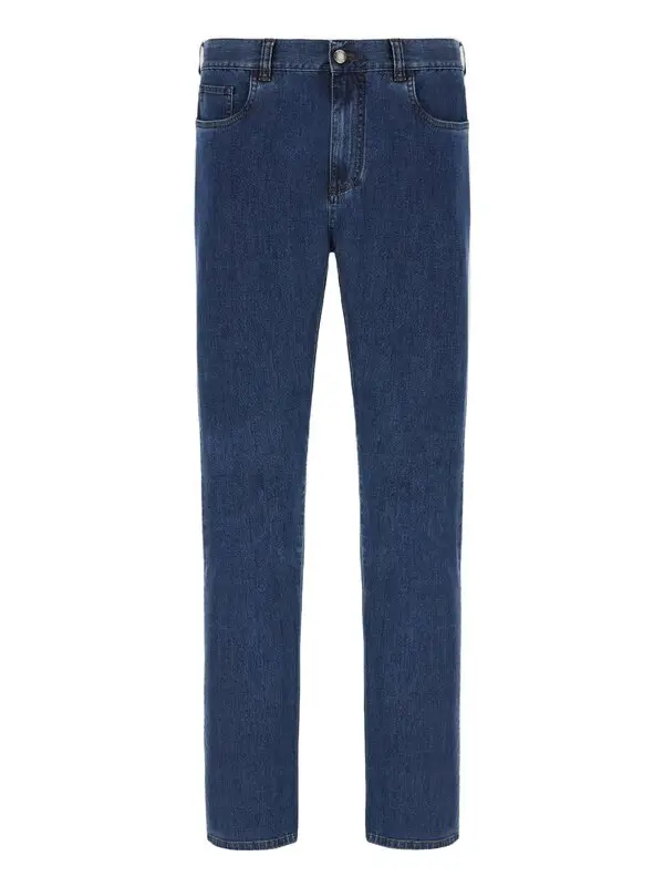 Canali Five-pocket Comfort Denim Pants - Blue