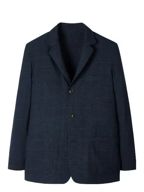 Paul Smith Navy Check Stretch-wool Patch-pocket Blazer - Blue