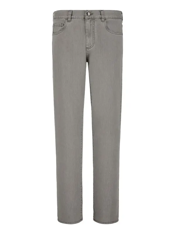 Canali Five-pocket Stretch Denim Pants - Grey