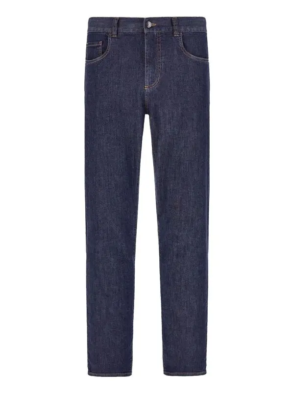 Canali Five-pocket Stretch Denim Jeans - Blue