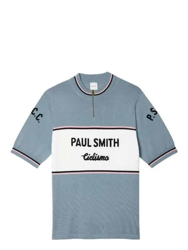 Paul Smith Light Merino Wool Knitted Cycle Jersey - Blue