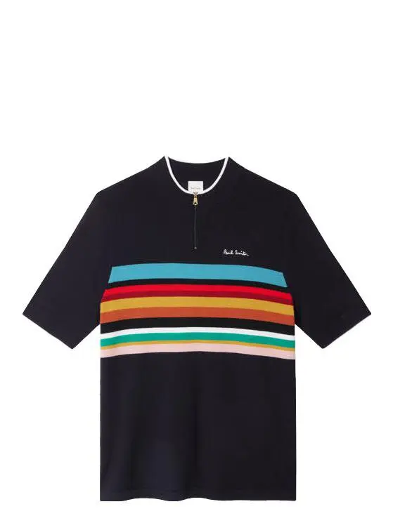 Paul Smith Merino Wool Knitted Cycle Jersey - Blue