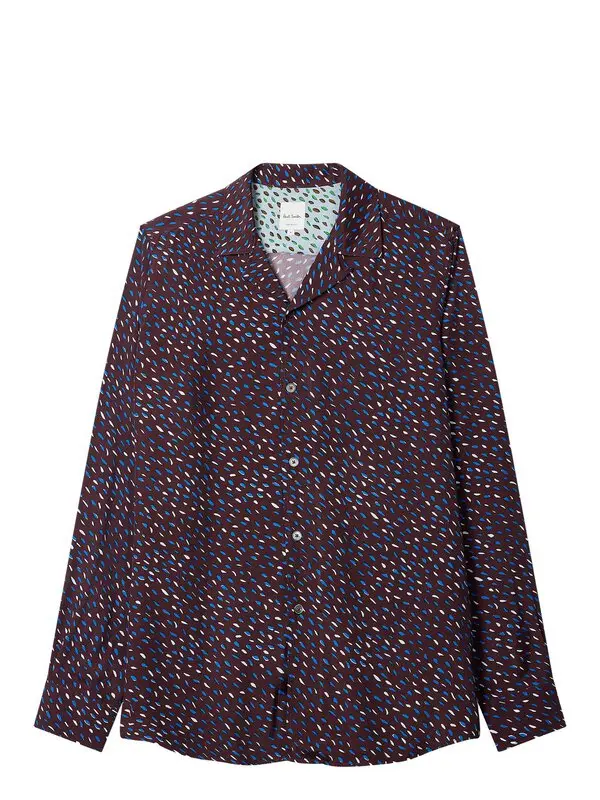 Paul Smith Burgundy 'screen Dance' Print Viscose Shirt - Purple