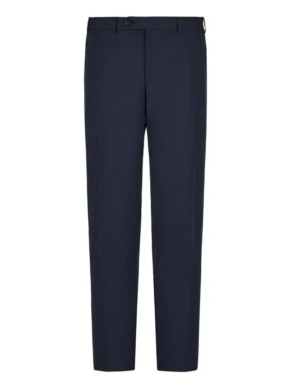 Canali Flat-front Pants In Linen And Silk - Blue