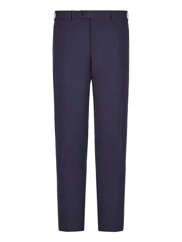 Canali Linen And Silk Flat-front Trousers - Blue