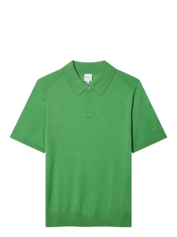 Paul Smith Bright Merino Wool Short Sleeve Polo Shirt - Green