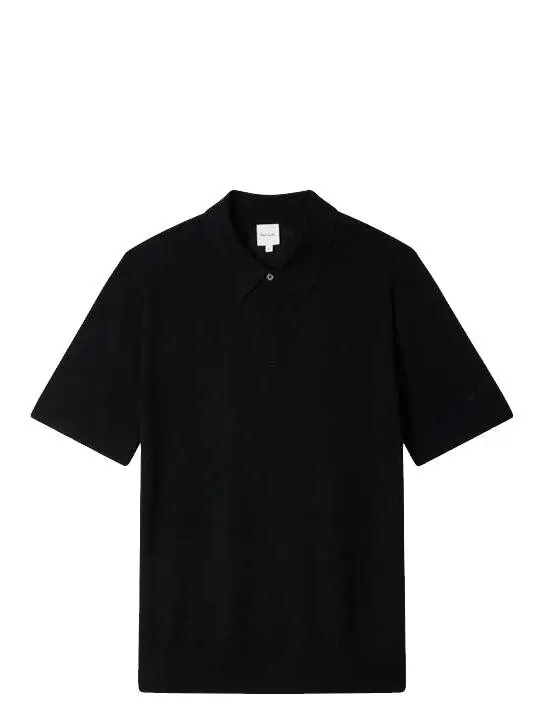 Paul Smith Merino Wool Short Sleeve Polo Shirt - Black