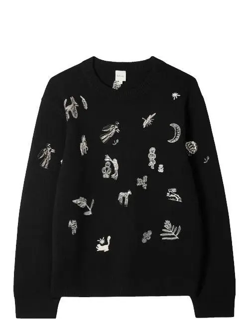 Paul Smith Merino Wool 'little Beasts' Sweater - Black