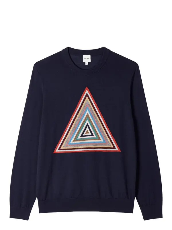 Paul Smith Intarsia Pyramid Striped Sweater - Blue