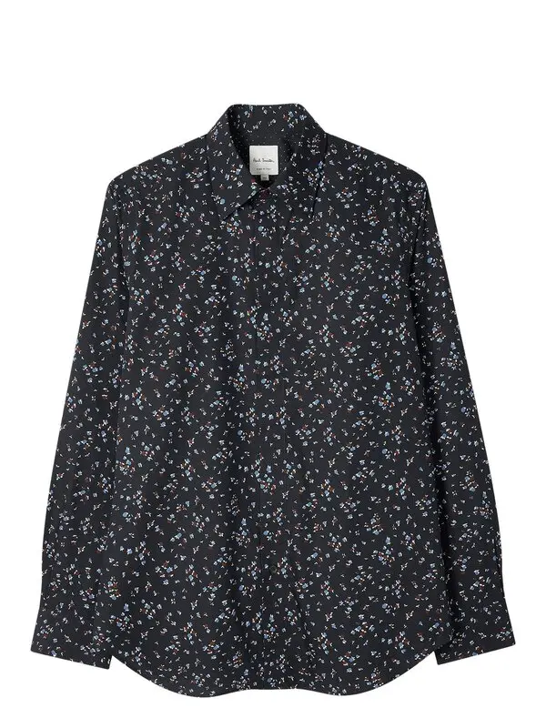 Paul Smith Tailored-fit Navy Ditsy Floral Cotton Shirt - Blue