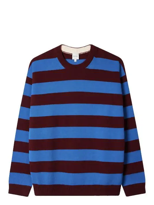 Paul Smith Lambswool Blend Striped Crew Neck Sweater - Red