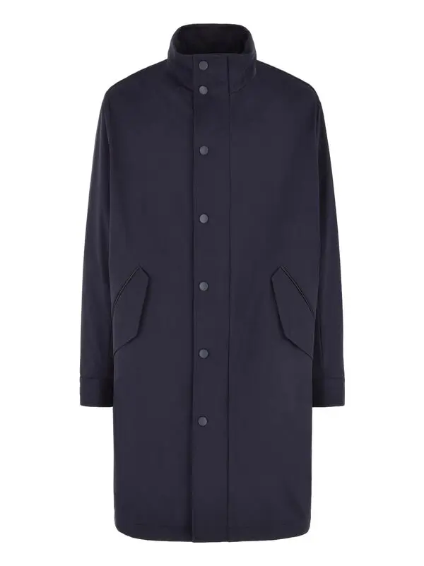 Canali Technical Fabric Hooded Parka - Blue