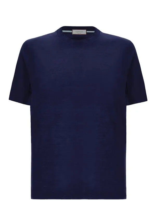 Canali Dark Navy Cotton T-shirt - Blue