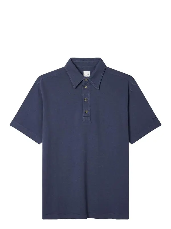 Paul Smith Washed Cotton-linen Polo Shirt - Blue