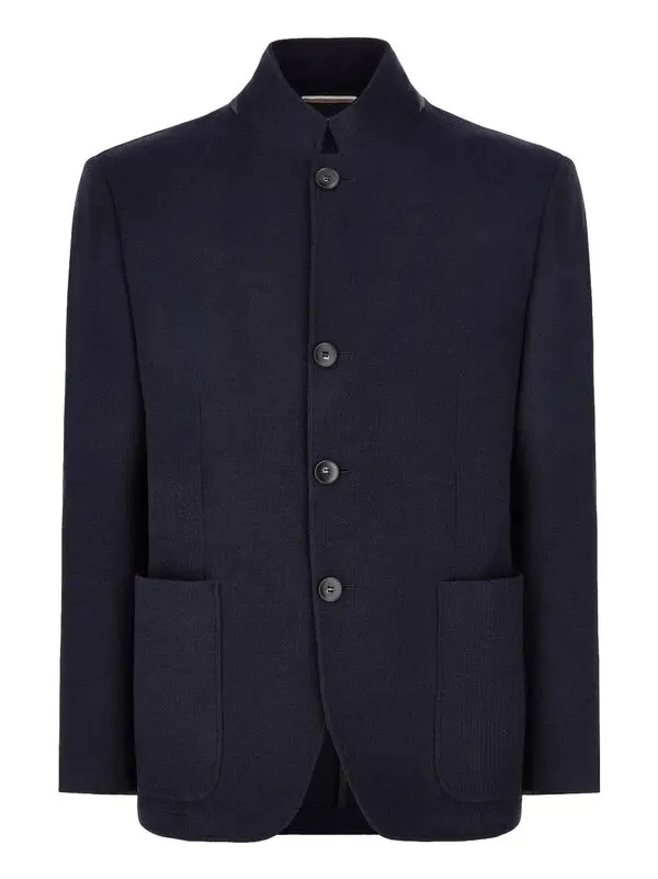 Canali Wool And Cotton Jacket - Blue