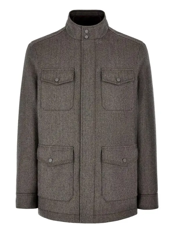 Canali Impeccabile Flannel Field Jacket - Brown