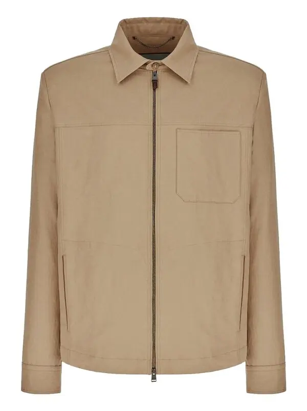 Canali Linen And Silk Blend Jacket - Beige