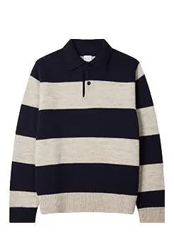 Paul Smith Block Stripe Knitted Polo Sweater - Blue