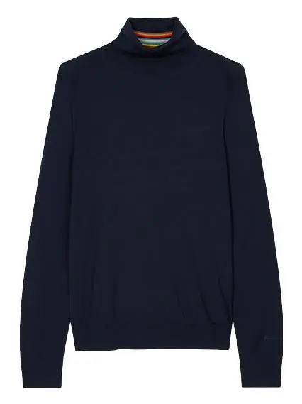 Paul Smith Merino Wool Roll Neck Sweater - Blue