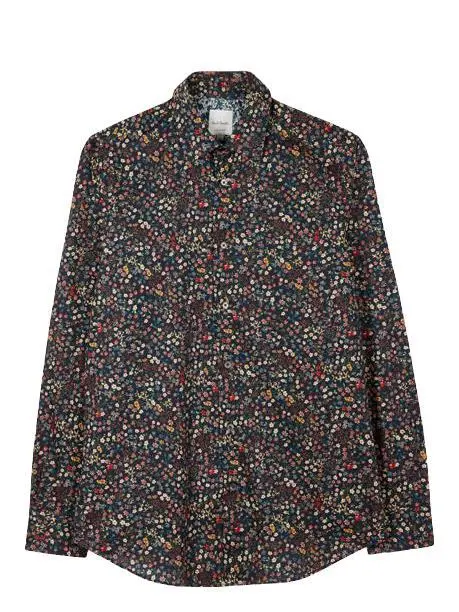 Paul Smith Tailored-fit Navy 'liberty Floral' Shirt - Blue