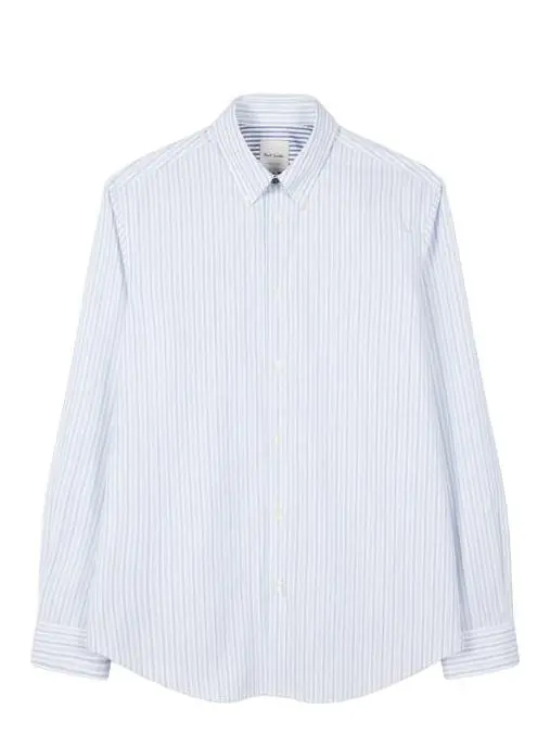 Paul Smith Classic-fit Light Mixed-stripe Shirt - Blue