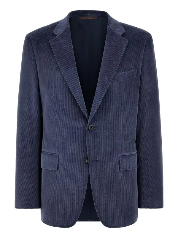 Canali Stretch Cotton And Cashmere Corduroy Jacket - Blue