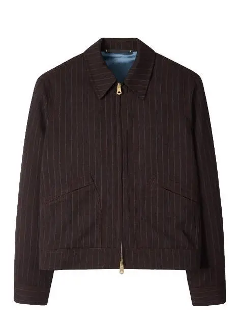 Paul Smith Slim-fit Pinstripe Wool Jacket - Brown