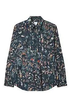 Paul Smith Navy 'little Beasts' Print Shirt - Blue
