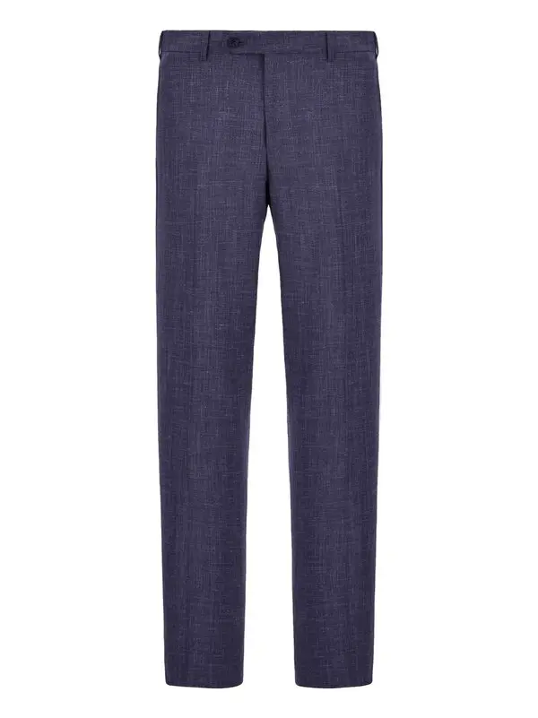 Canali Travel Trousers In Wool, Silk, And Linen - Blue
