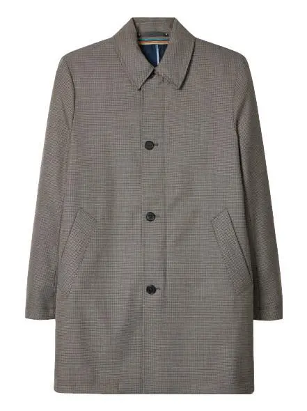 Paul Smith Wool Check Overcoat - Grey