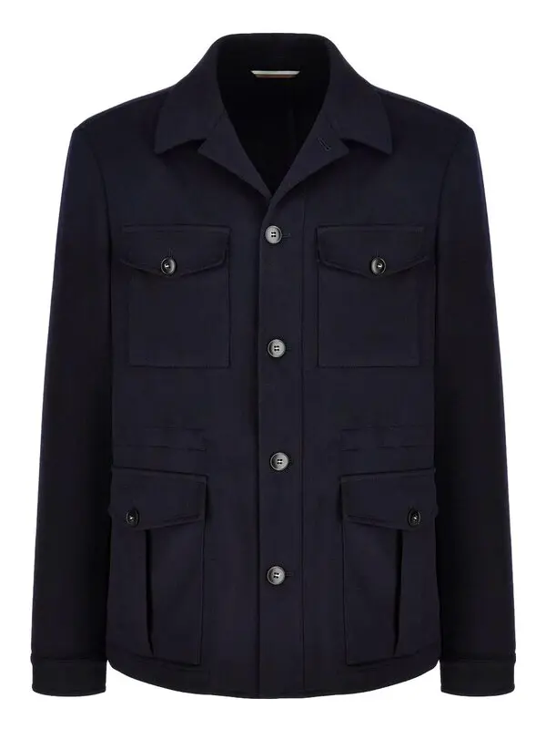 Canali Pure Cashmere Field Jacket - Blue
